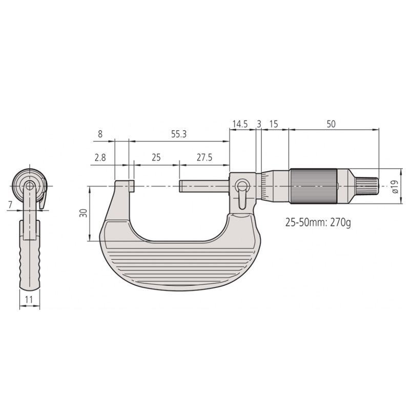 Mitutoyo External Micrometer | 25-50mm Range – Allendale Metrology